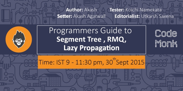 Code Monk (Segment Tree,RMQ,Lazy Propagation)