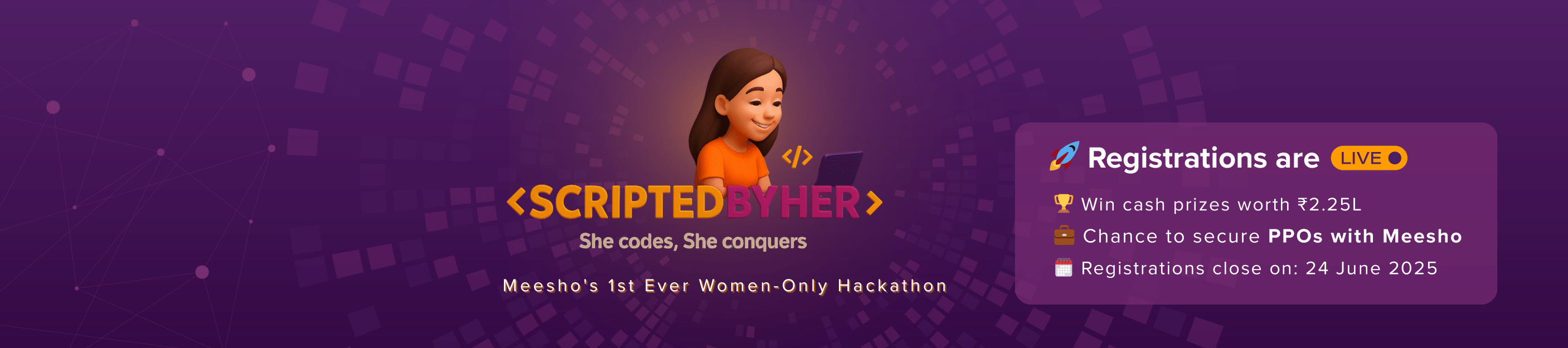 Online Hackathon | HackerEarth developer event | ScriptedByHer